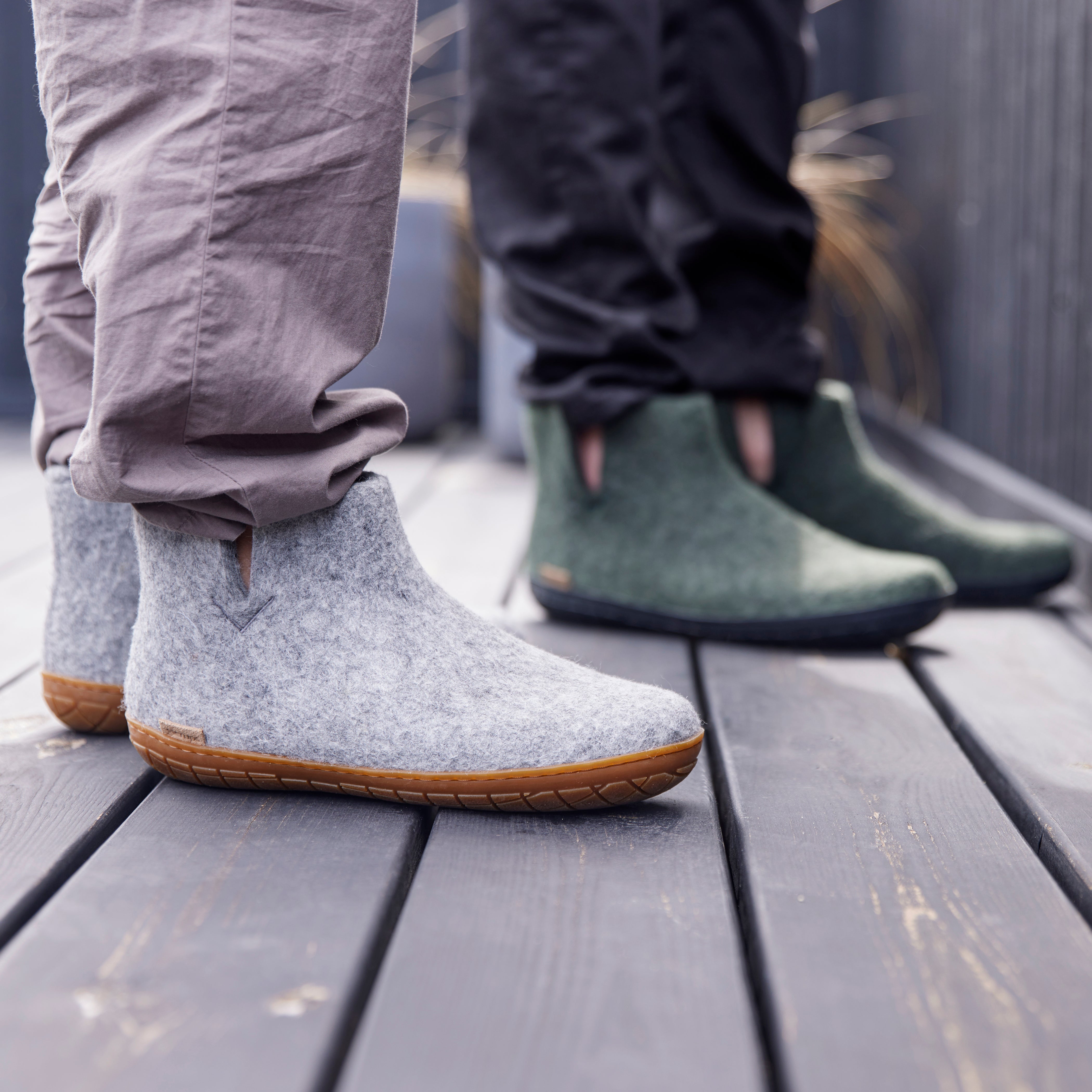 Boot with natural rubber sole - honey - Grey – glerups.com